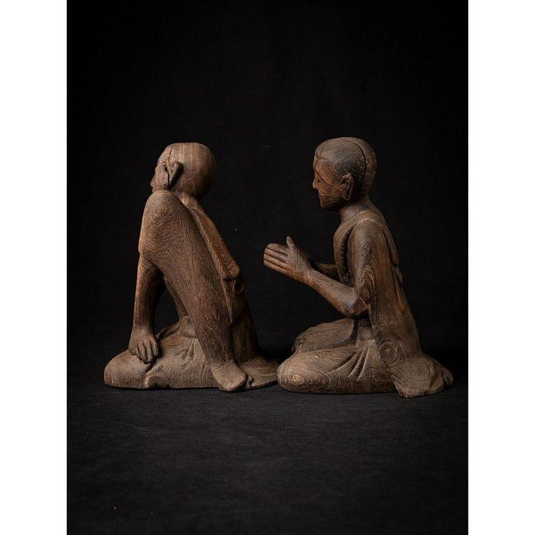 Pair of Old Burmese Monk Statues from Burma For Sale at 1stDibs