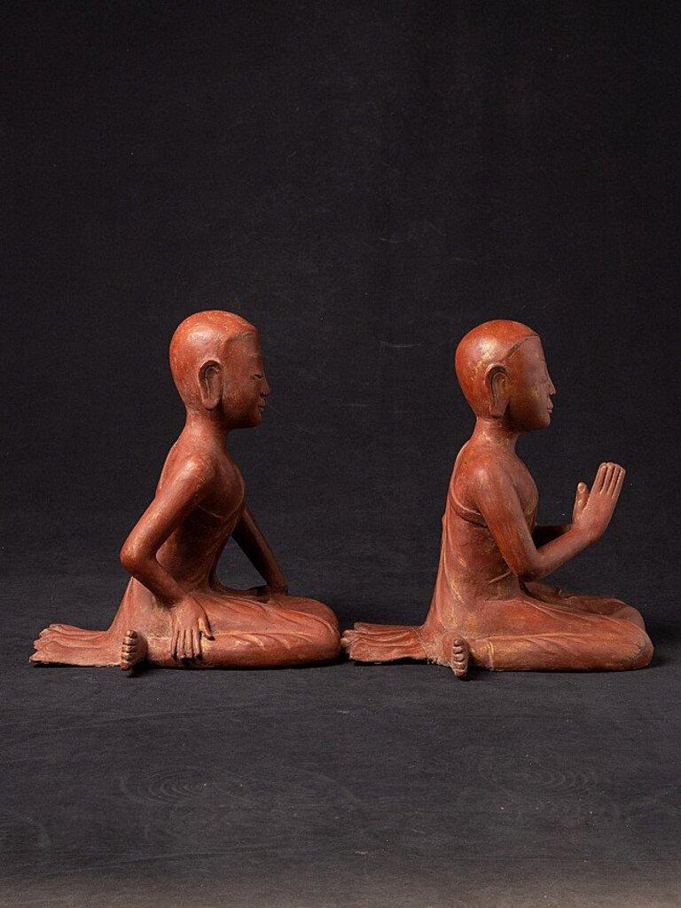 Pair of Old Burmese Monk Statues from Burma For Sale at 1stDibs