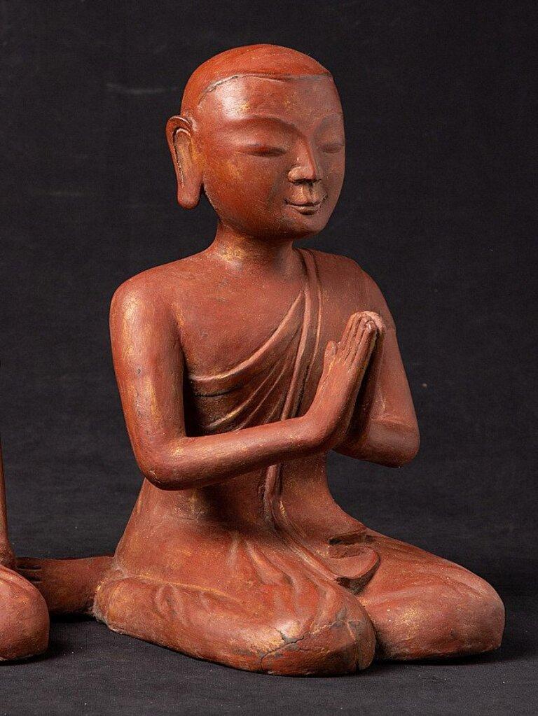 Pair of Old Burmese Monk Statues from Burma For Sale at 1stDibs