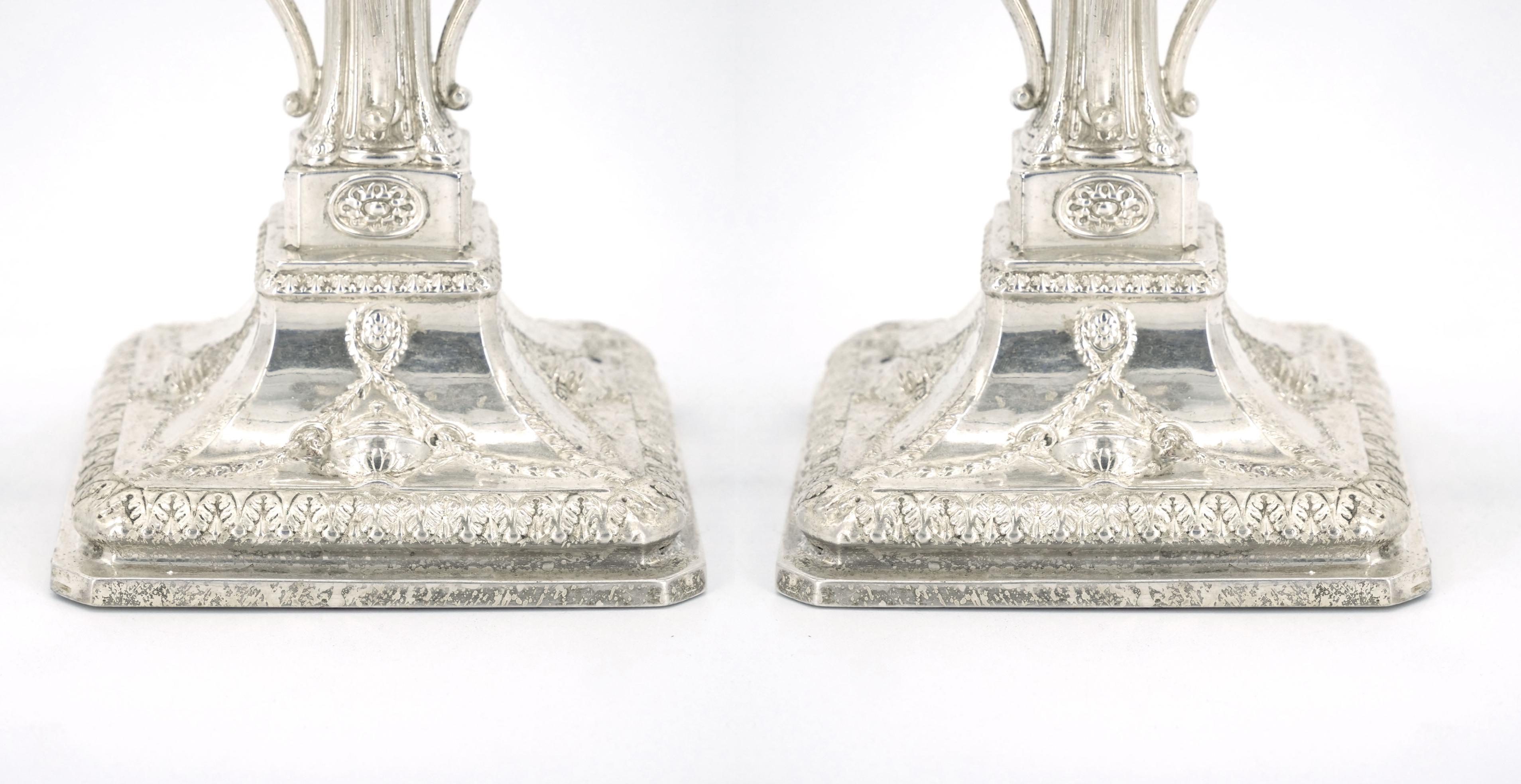 Pair of Old English Sheffield Silverplate Five Arm Candelabra For Sale ...