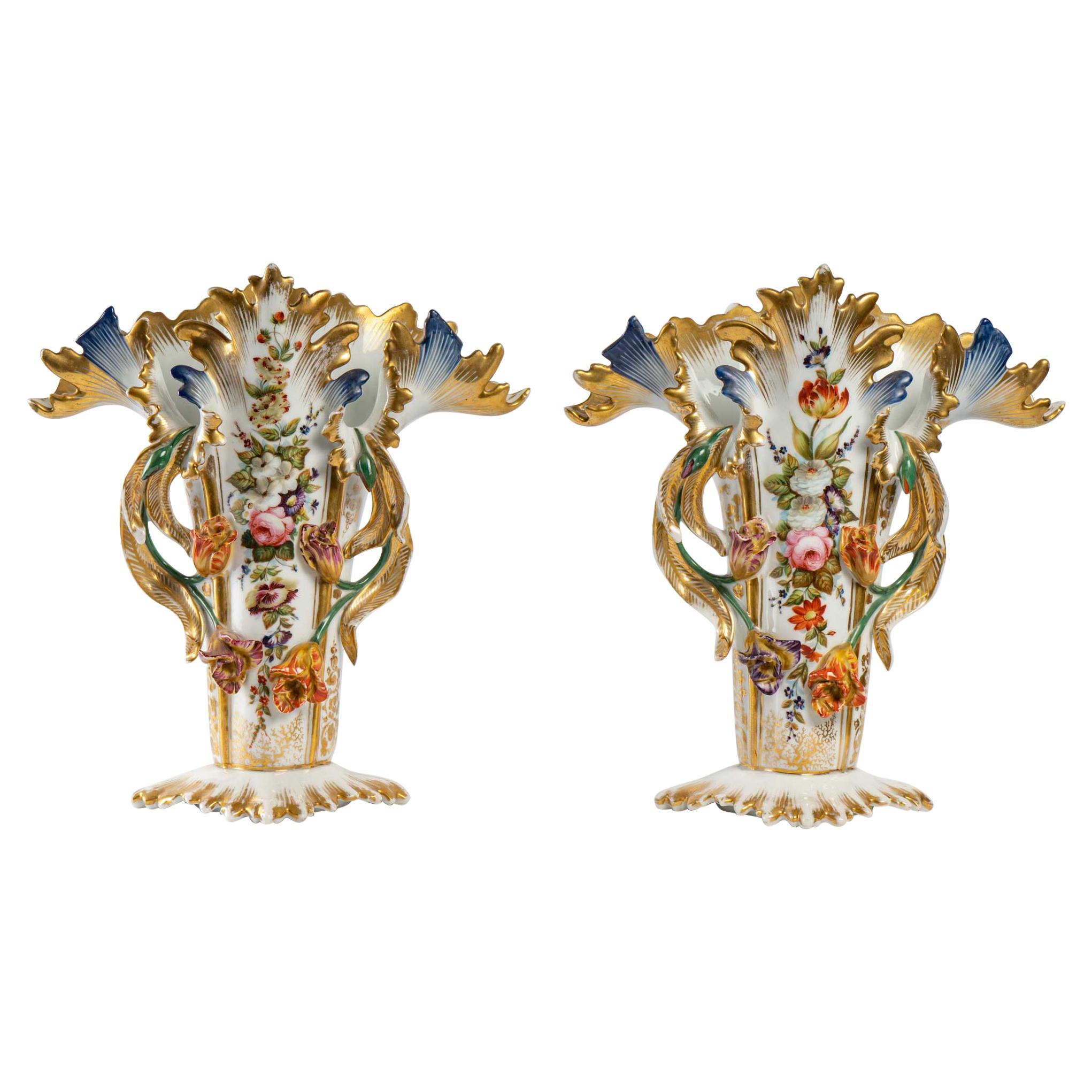 Pair of French Porcelain Vases, Paris For Sale at 1stDibs