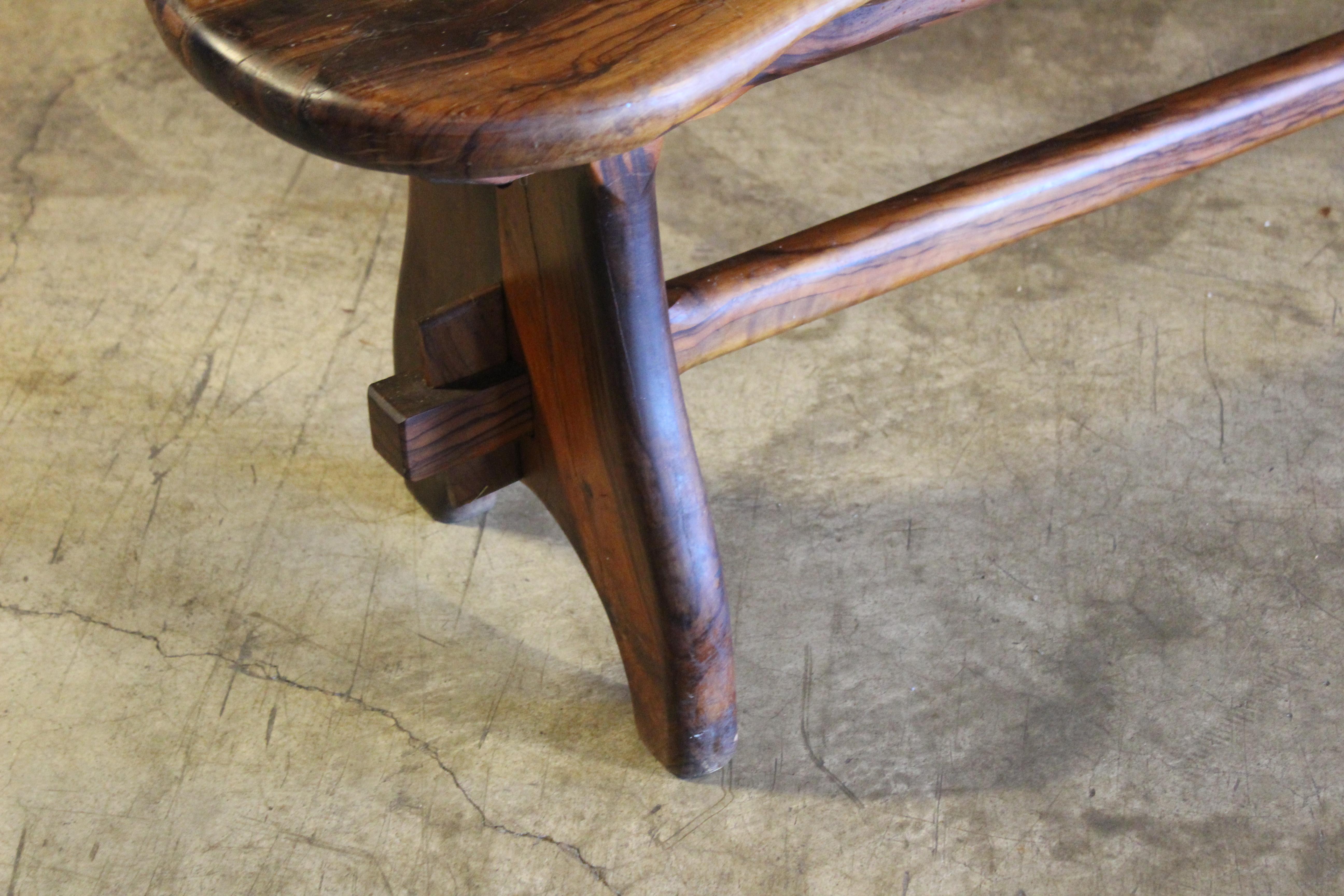 Pair of Olive Wood Benches, France, 1960s at 1stDibs