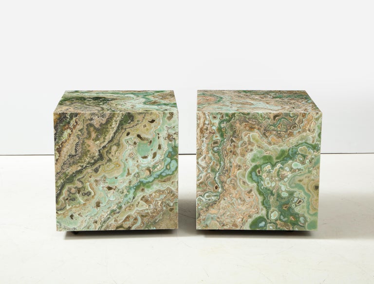 Pair of Onyx Cube Tables at 1stDibs