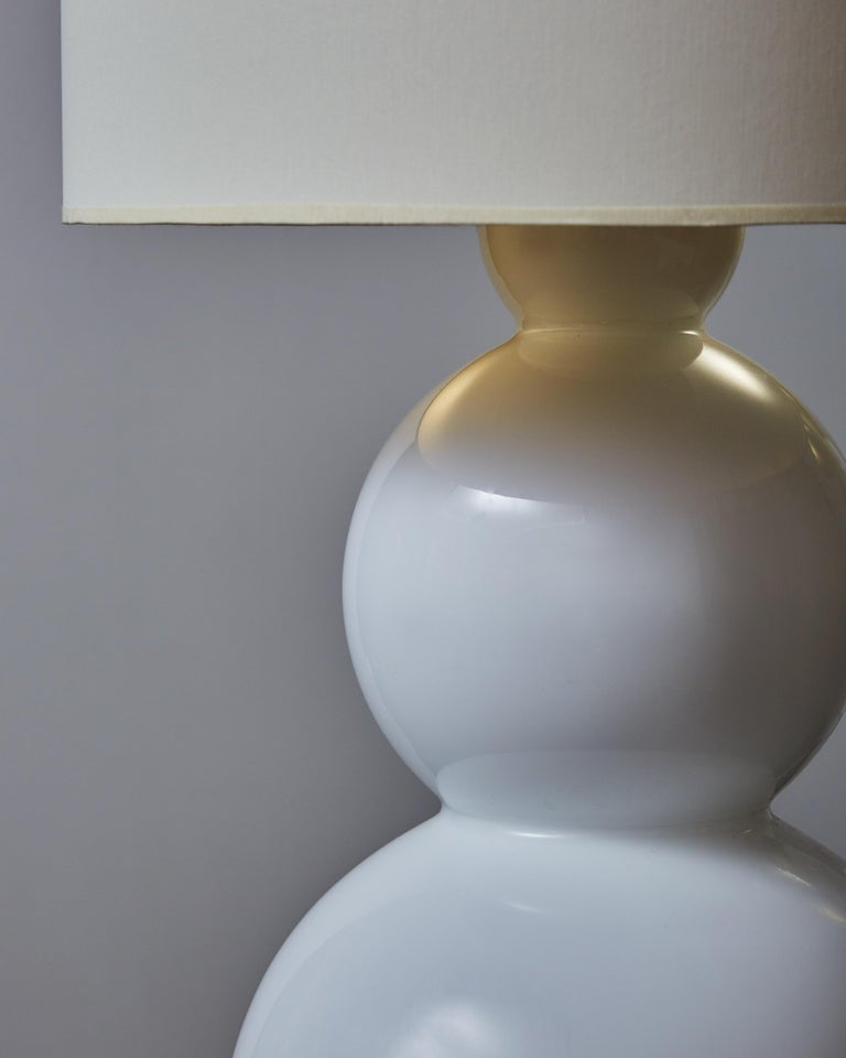 Pair of Opaline and Brass Table Lamps For Sale at 1stDibs