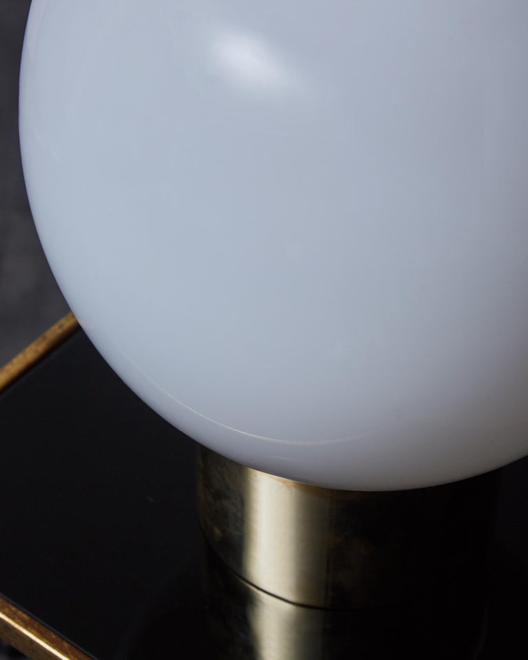 Pair of Opaline and Brass Table Lamps For Sale at 1stDibs
