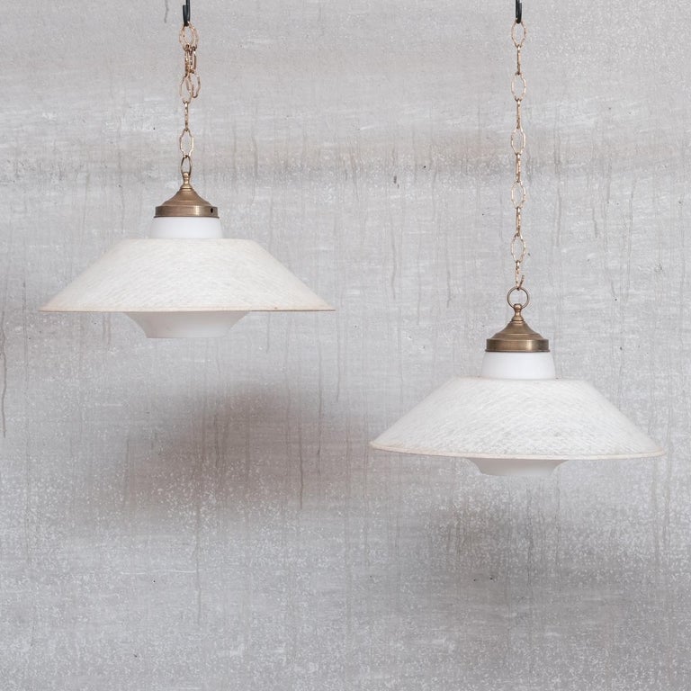 Pair of Opaline Glass and Fibreglass Mid-Century Pendant Lights For ...
