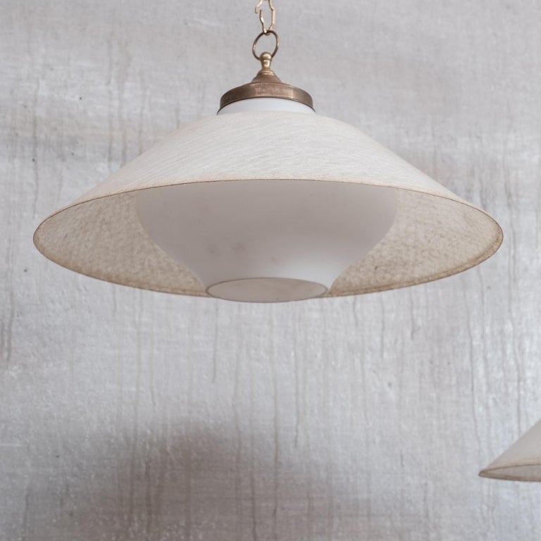 Pair of Opaline Glass and Fibreglass Mid-Century Pendant Lights For ...