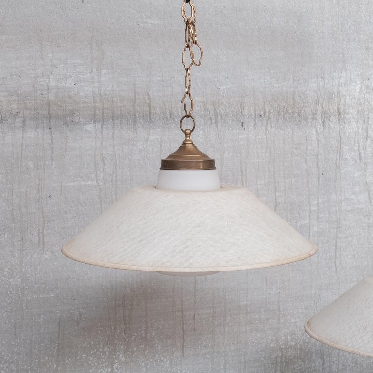 Pair of Opaline Glass and Fibreglass Mid-Century Pendant Lights For ...