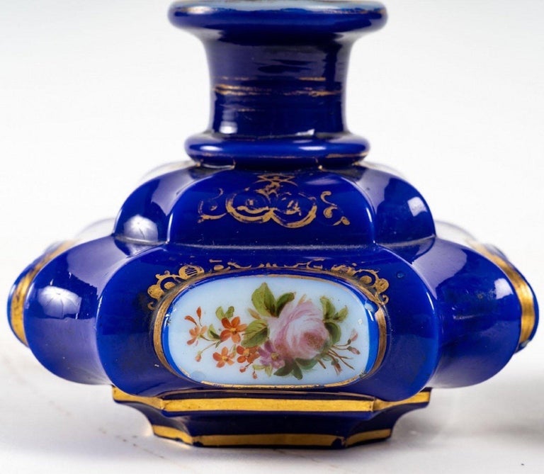 Pair of Opaline Overlay Bottles, Napoleon III Period For Sale at 1stDibs