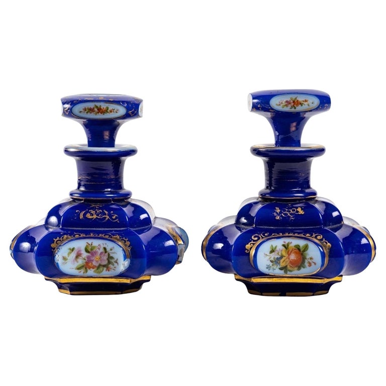 Pair of Opaline Overlay Bottles, Napoleon III Period For Sale at 1stDibs