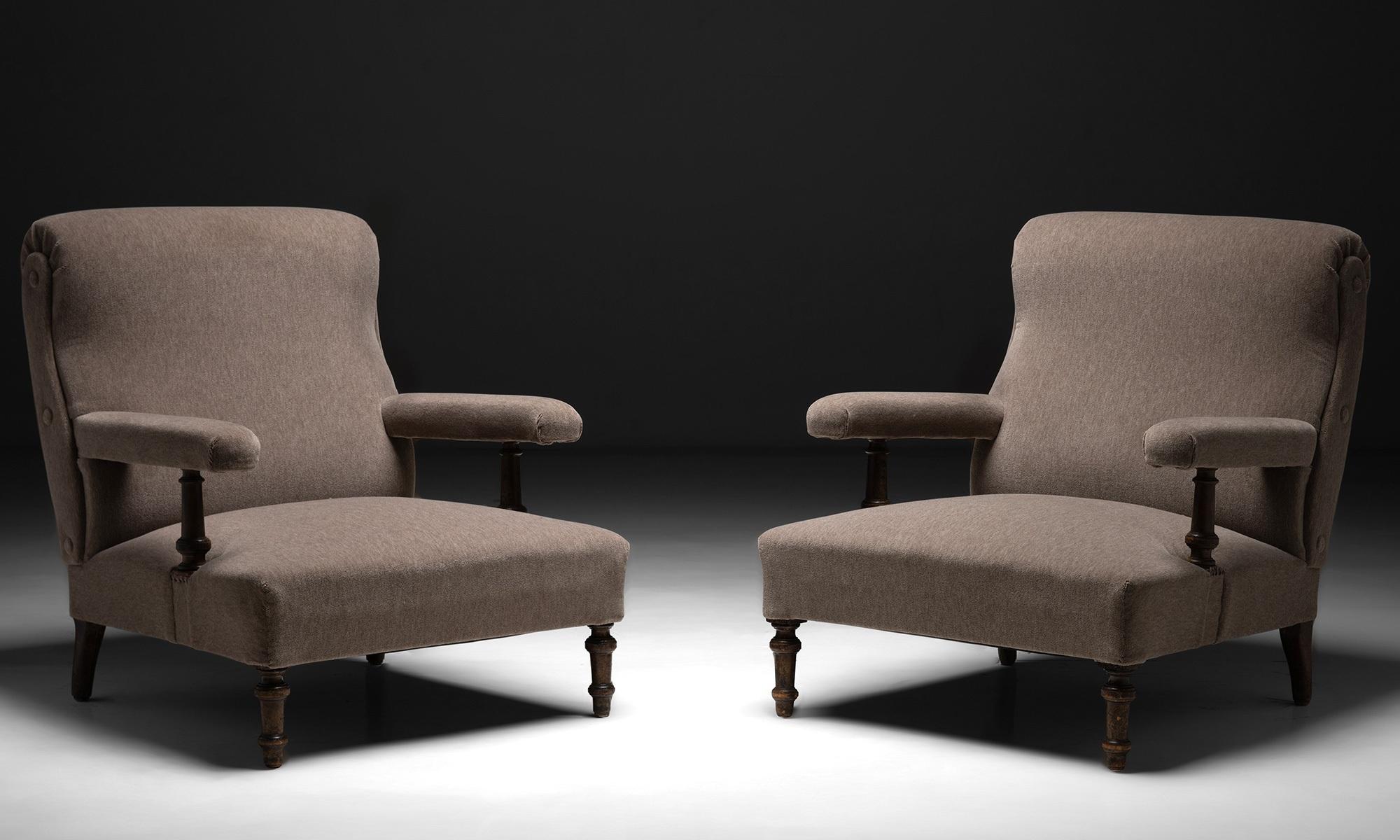 Pair of Open Armchairs in 100% Alpaca Velvet by Maharam, England circa ...