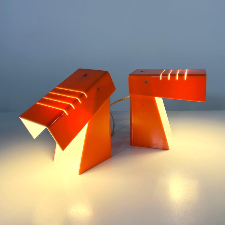 Pair of Orange ABS Plastic Tables Lamps, 1970s For Sale at 1stDibs