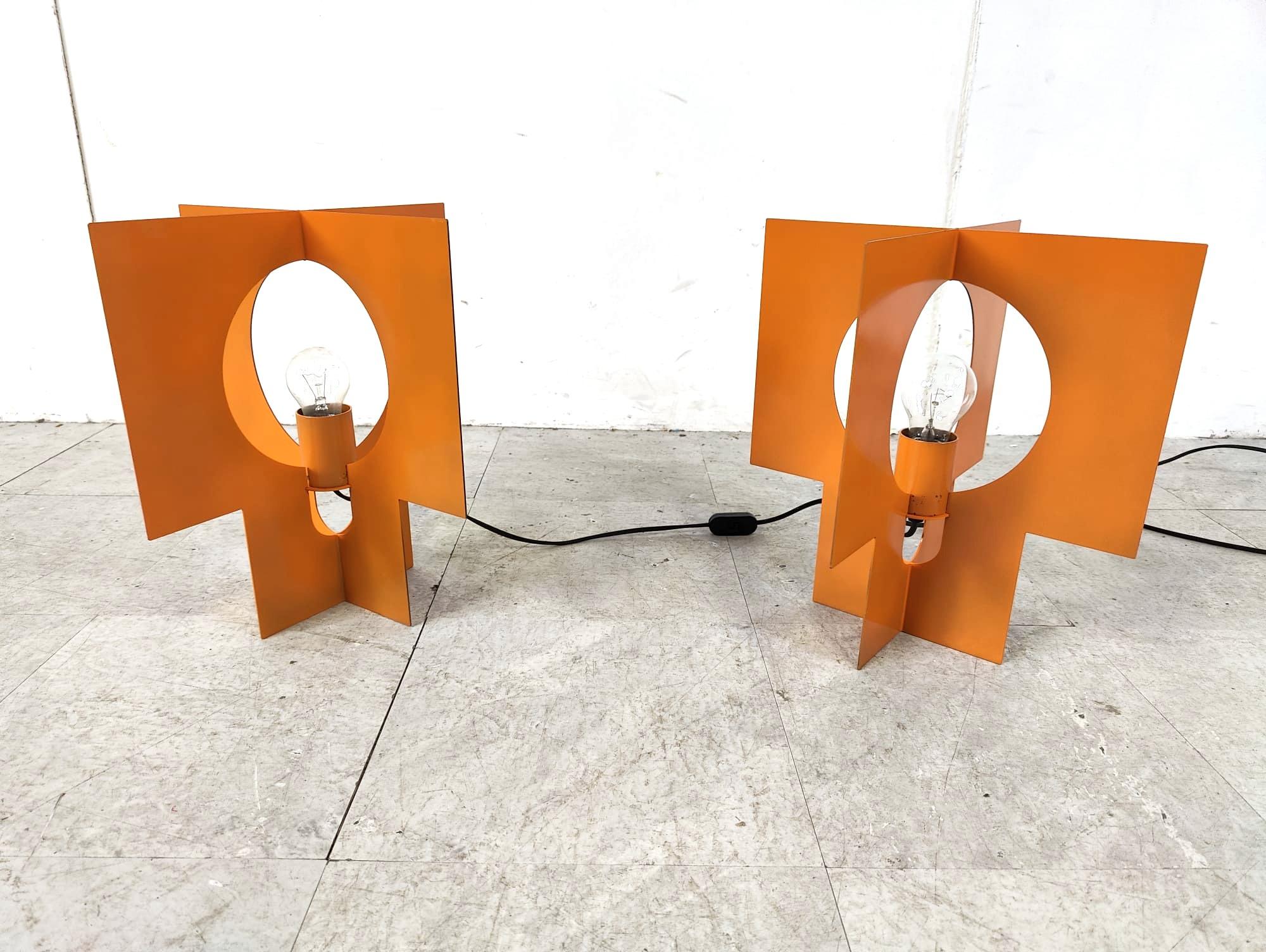 Pair of orange space age table lamps, 1960s For Sale at 1stDibs