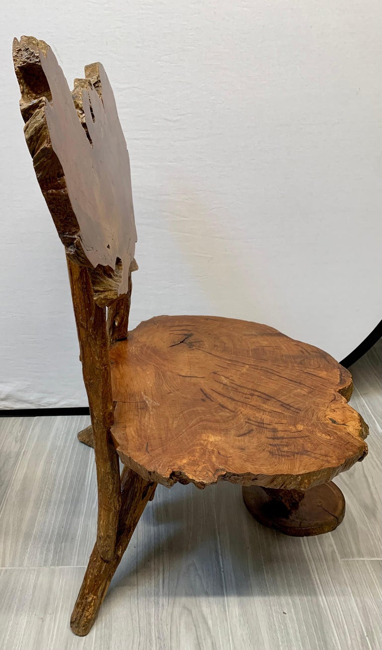 Pair of Organic Mid-Century Modern Live Edge Chairs For Sale at 1stDibs
