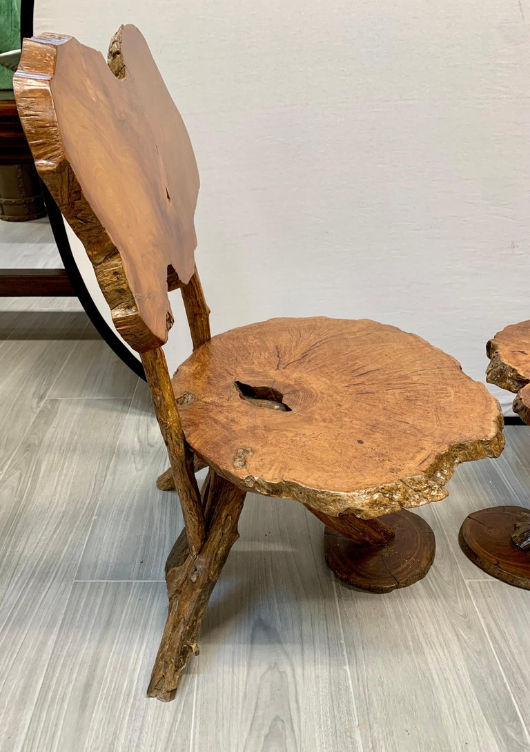 Pair of Organic Mid-Century Modern Live Edge Chairs For Sale at 1stDibs