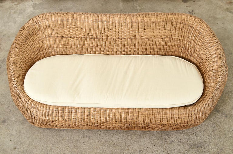 Organic Modern Woven Wicker Rattan Sofa Settees For Sale at 1stDibs