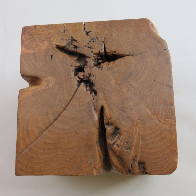 Pair of Organic Naturalistic Chunky Root Teak Cube Side Tables Nightstands at 1stDibs