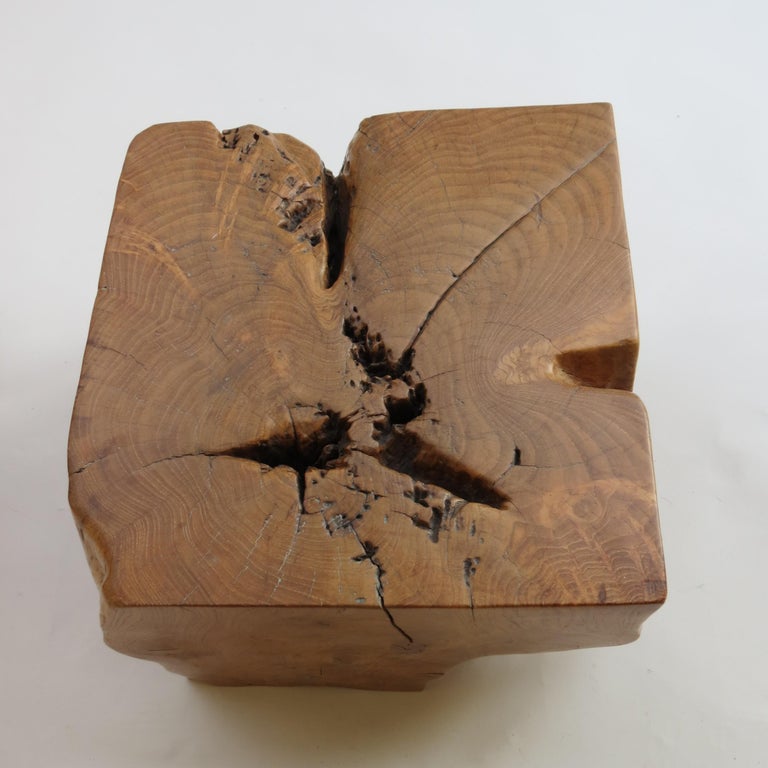 Pair of Organic Naturalistic Chunky Root Teak Cube Side Tables Nightstands at 1stDibs