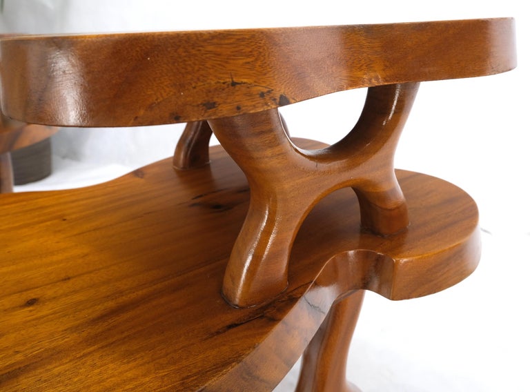 Pair of Organic Shape Thick Solid Walnut Slabs Step End Side Tables For ...