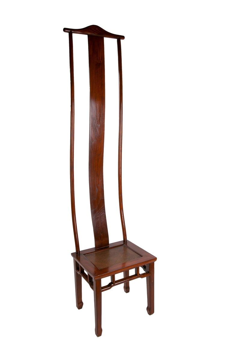 Pair of Oriental Style Wooden Chairs with Very High Backs For Sale at ...