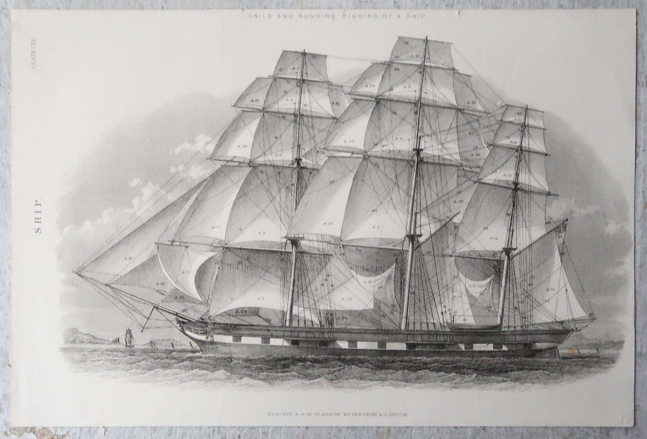 Pair of Original Antique Marine Prints, Circa 1850. at 1stDibs