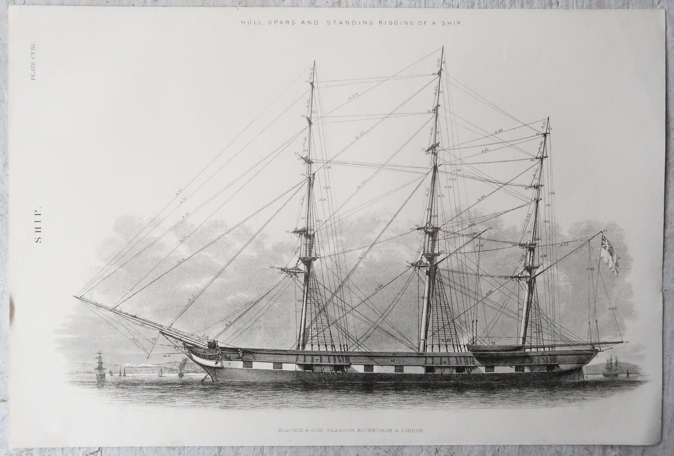 Pair of Original Antique Marine Prints, Circa 1850. at 1stDibs