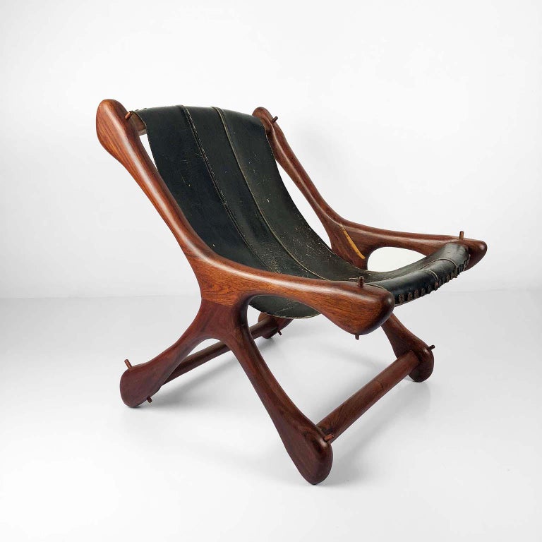 Pair of Original Don Shoemaker Leather Sling Chairs at 1stDibs