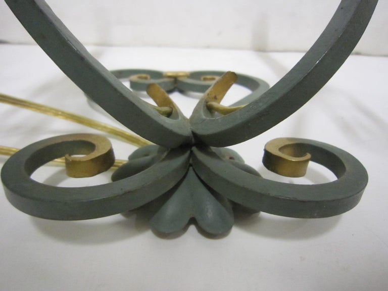 Pair of Original French Verde Green and Gilt Hand Forged Iron Sconces ...