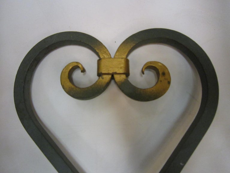 Pair of Original French Verde Green and Gilt Hand Forged Iron Sconces ...