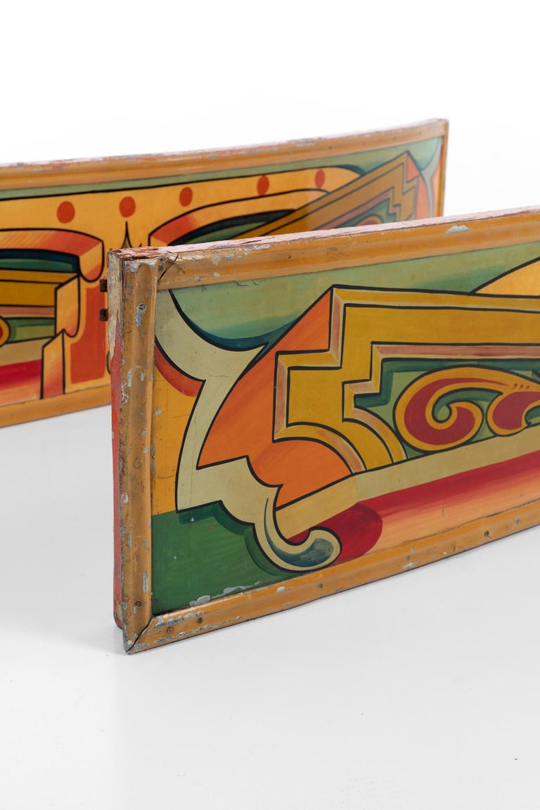 Pair of Original Hand-Painted Wooden Fairground Signage, circa 1950s ...