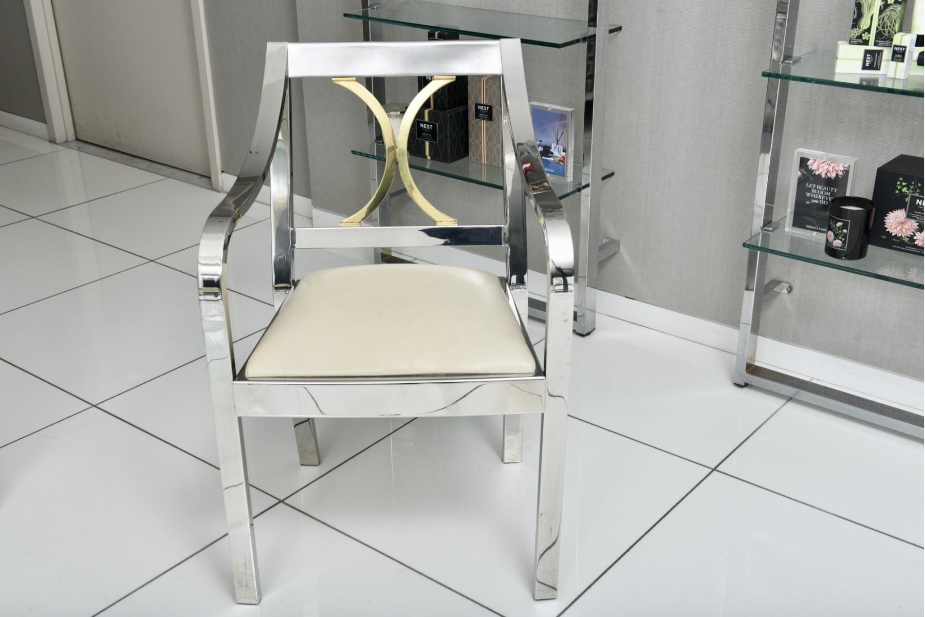 Pair of Original Karl Springer Chairs, Stainless Steel and Brass For ...