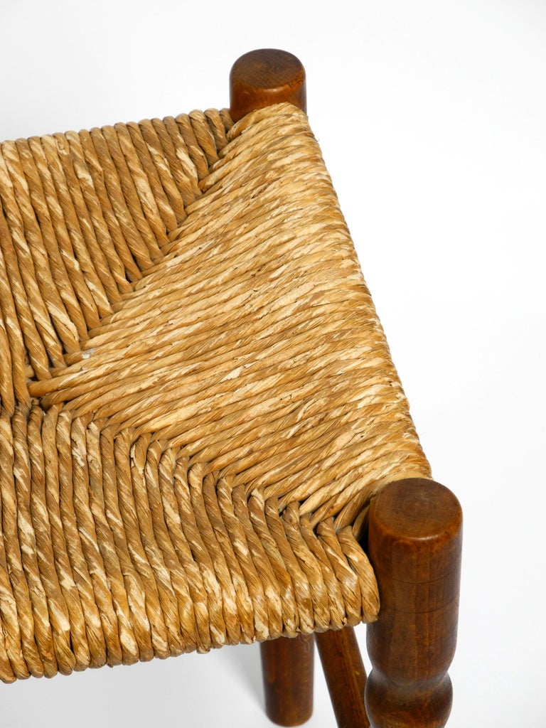 Pair of Original Mid-Century Modern Oak Stools with Rush Weave For Sale ...