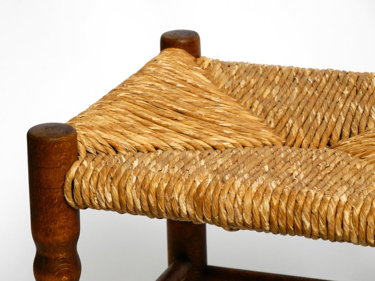 Pair of Original Mid-Century Modern Oak Stools with Rush Weave For Sale ...