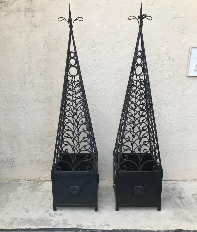 Pair of Ornamental Neoclassical French Garden Obelisks at 1stDibs