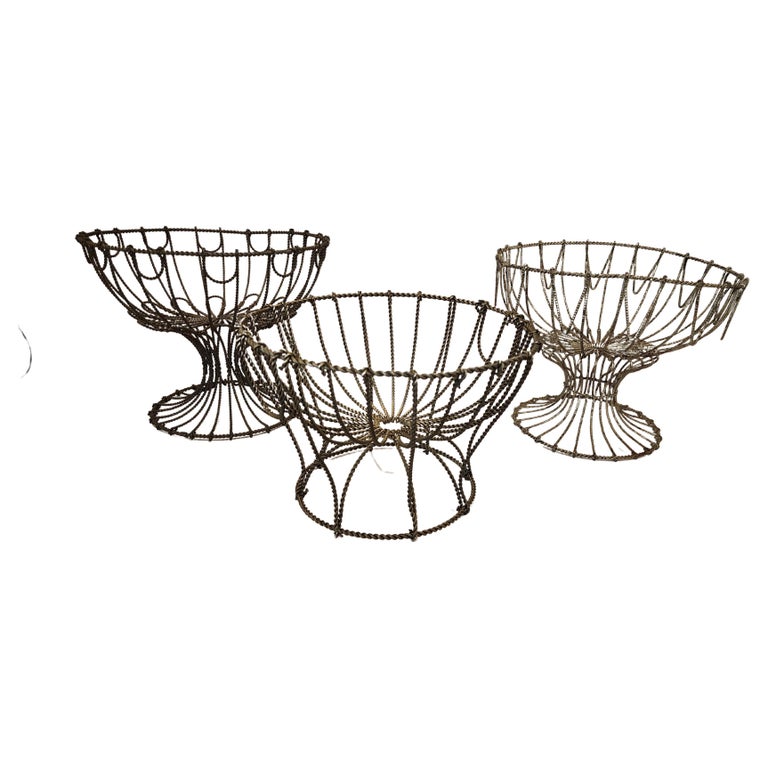 Three Ornate 19th Century French Wire Bakery Baskets For Sale at 1stDibs