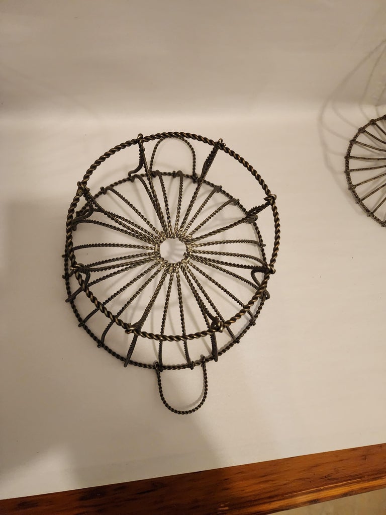 Three Ornate 19th Century French Wire Bakery Baskets For Sale at 1stDibs