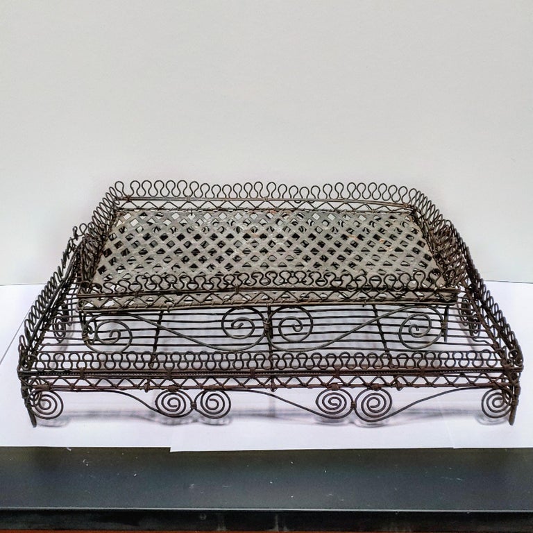 Pair of Ornate 19th Century French Wire Bakery Trays For Sale at 1stDibs