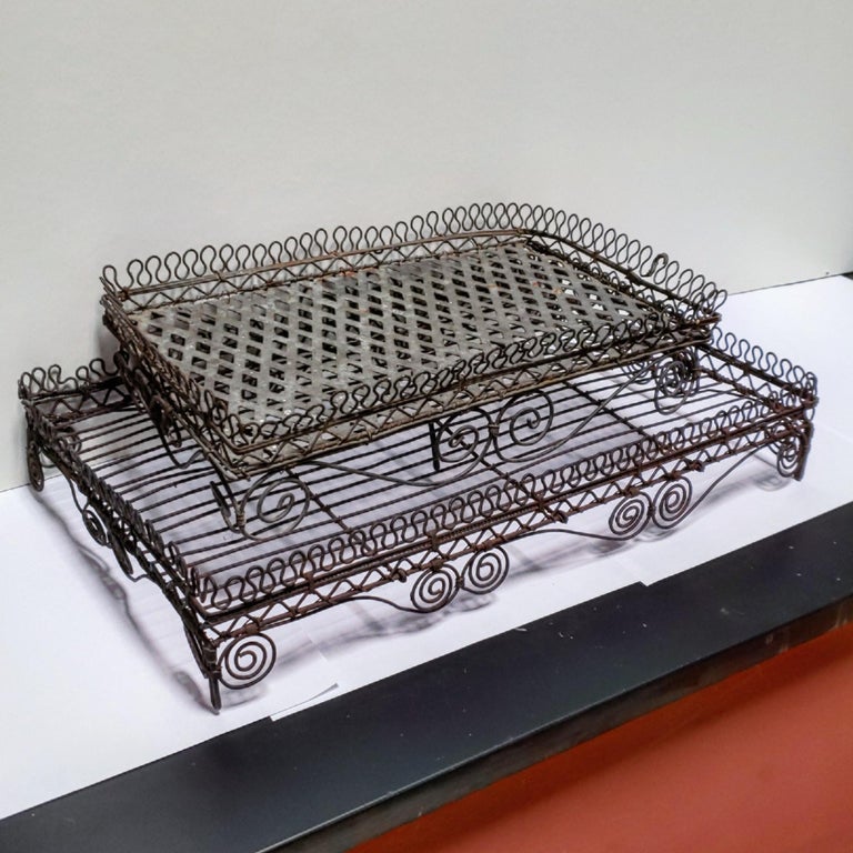 Pair of Ornate 19th Century French Wire Bakery Trays For Sale at 1stDibs