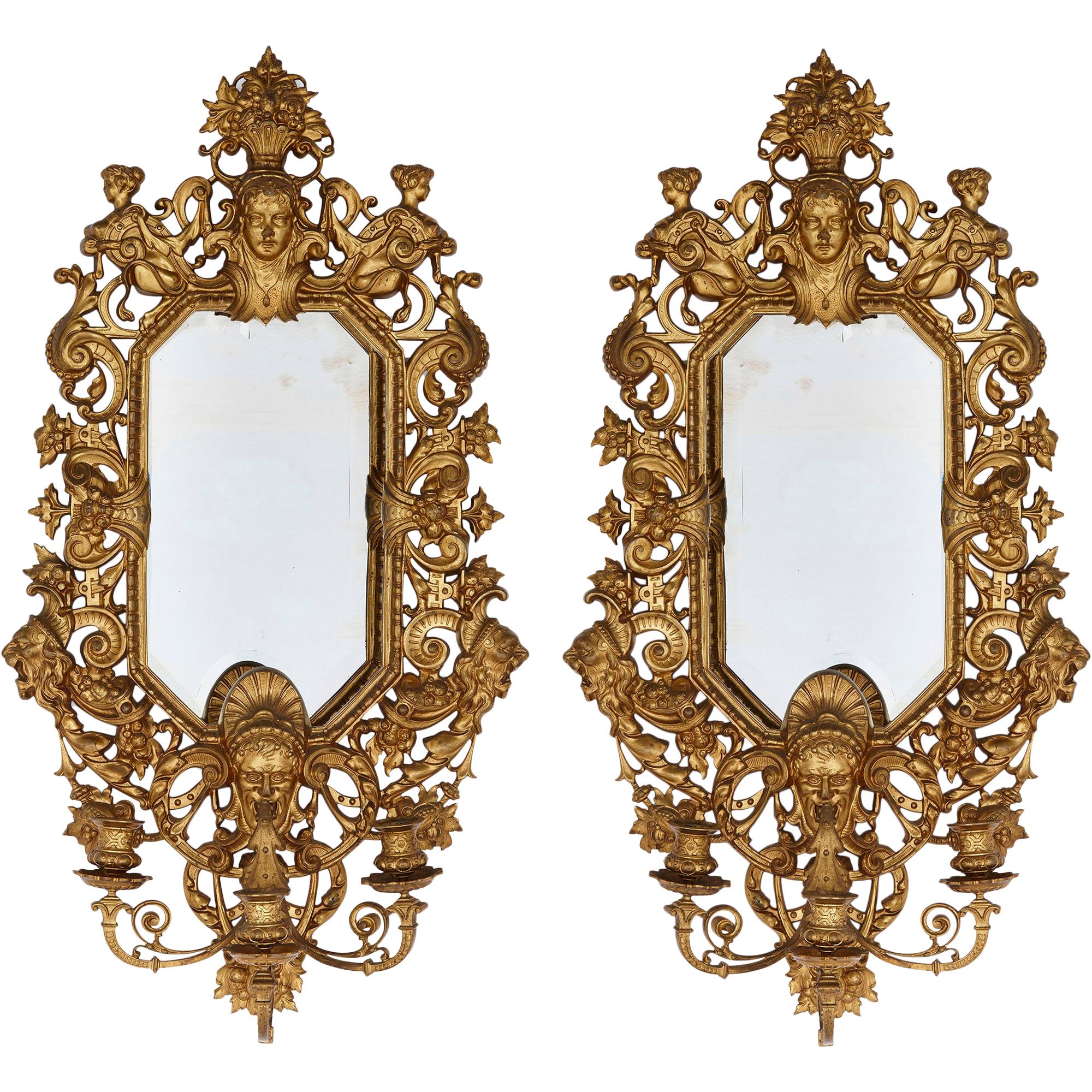 Vintage Pair of 1940's Gilt French Style Mirrors at 1stDibs