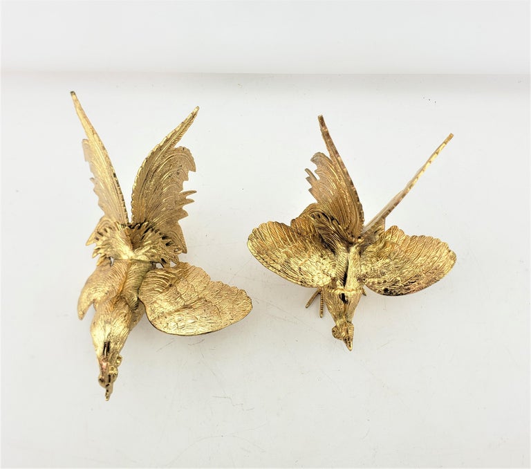 Pair of Ornate Gilt Finished Fighting Rooster or Cockerel Table ...