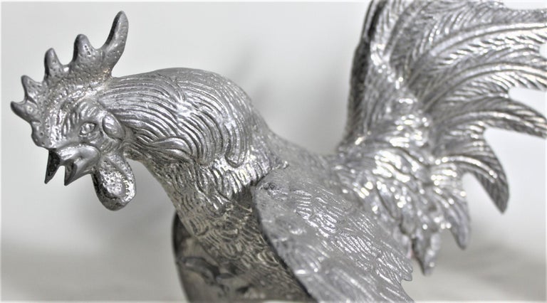 Pair of Ornate Silver Plated Fighting Rooster or Cockerel Table ...