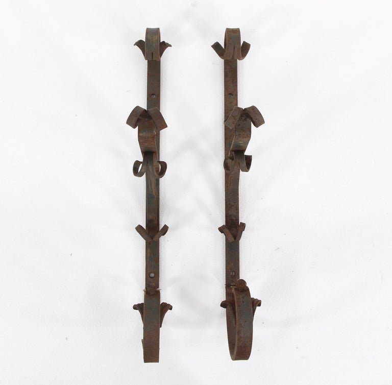Pair of Ornate Wrought Iron Scrolled Brackets, Wall or Building Mounted ...