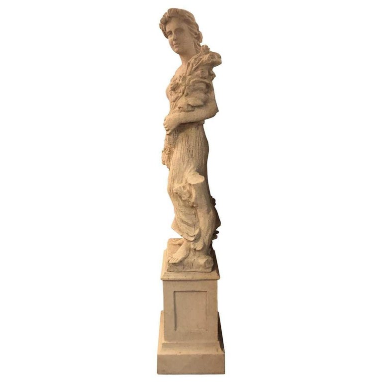 Pair of Outdoor or Indoor Standing Female Rococo Statues at 1stDibs