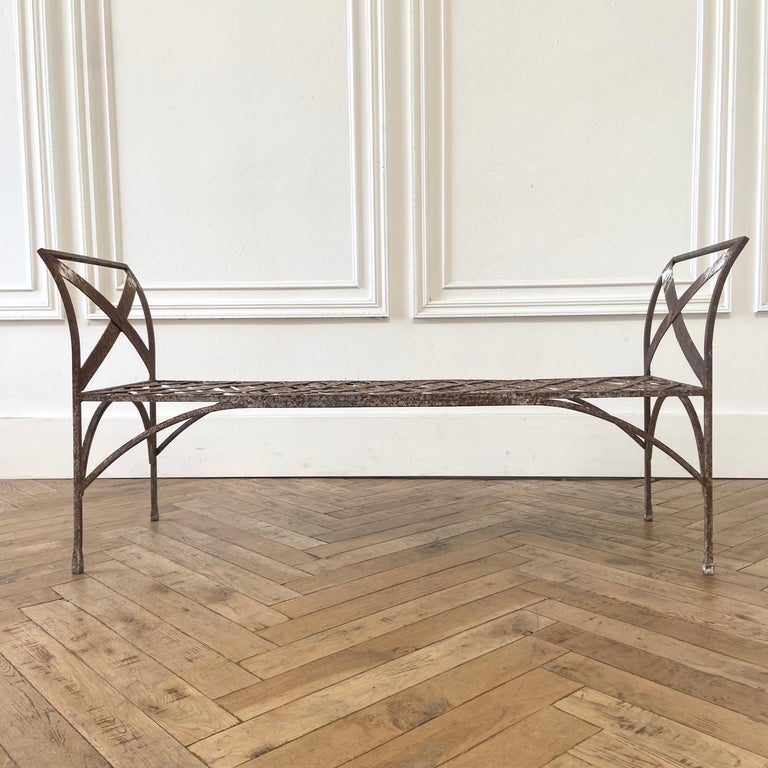 Pair of Outdoor Iron Garden Benches For Sale at 1stDibs