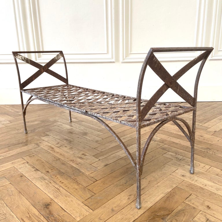 Pair of Outdoor Iron Garden Benches For Sale at 1stDibs