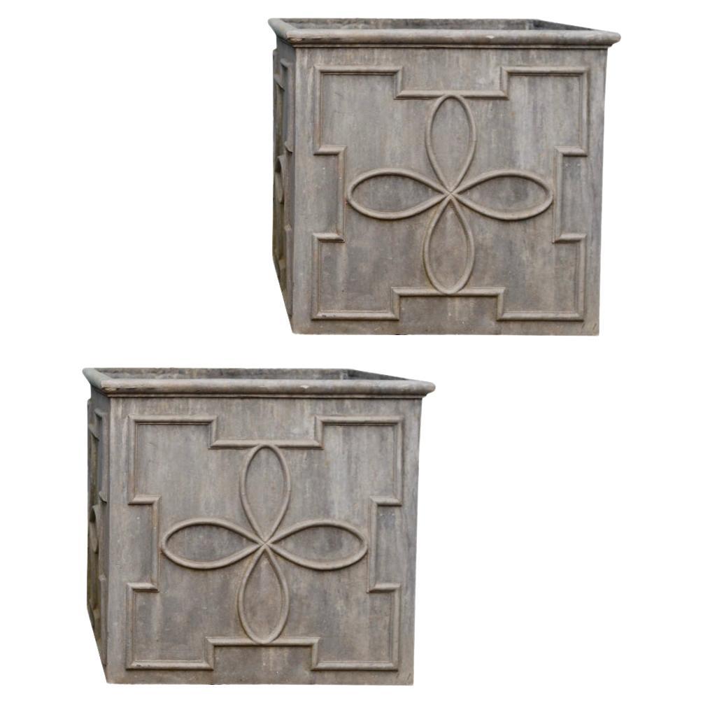 Pair of Antique Lead Planters For Sale at 1stDibs