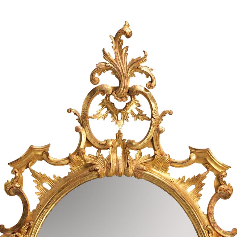 Pair of Oval Chippendale Giltwood Mirrors For Sale at 1stDibs ...