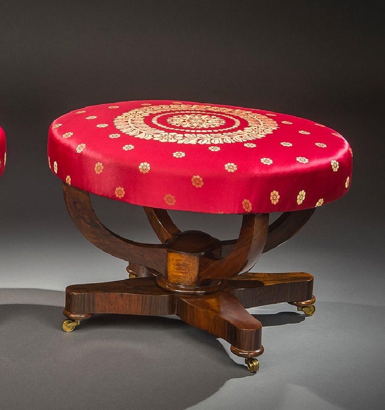 Pair of Oval Double Curule Benches, New York, Possibly Duncan Phyfe and ...