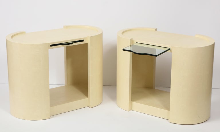 Pair of Oval Karl Springer Embossed Leather Side Tables at 1stDibs ...