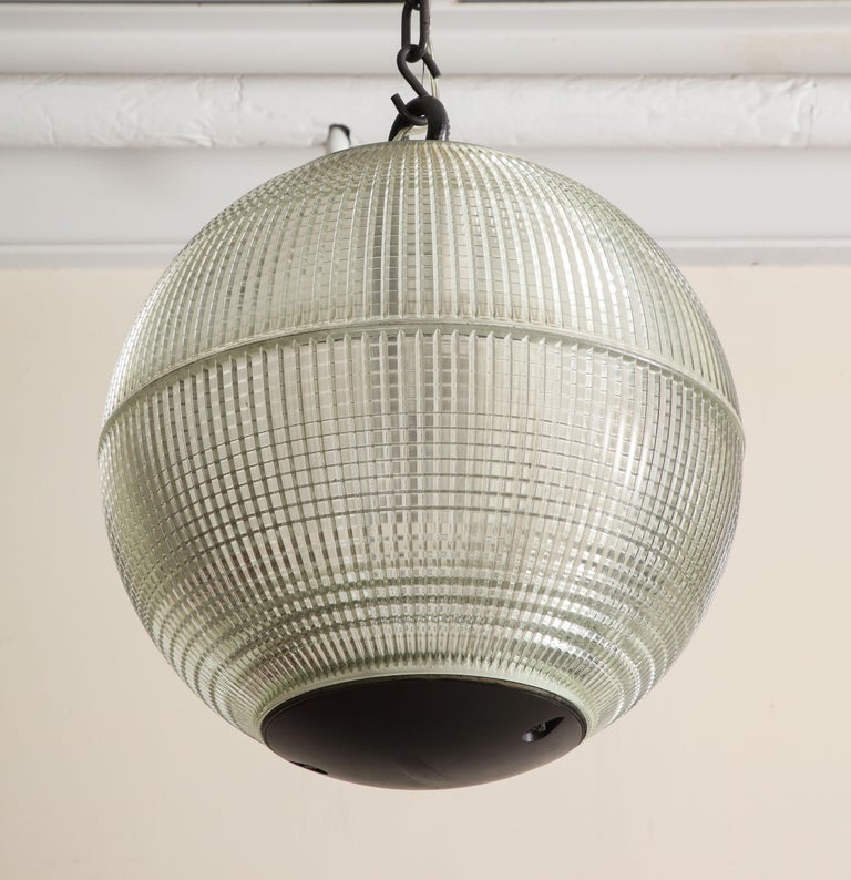 Pair of Oversize French Molded Glass Pendant Lights For Sale at 1stDibs